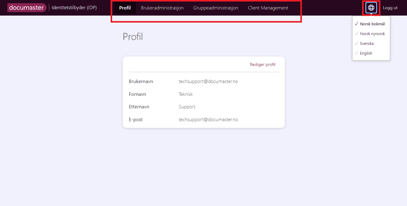 Informasjon - Brukeradministrasjon i Documaster IDP